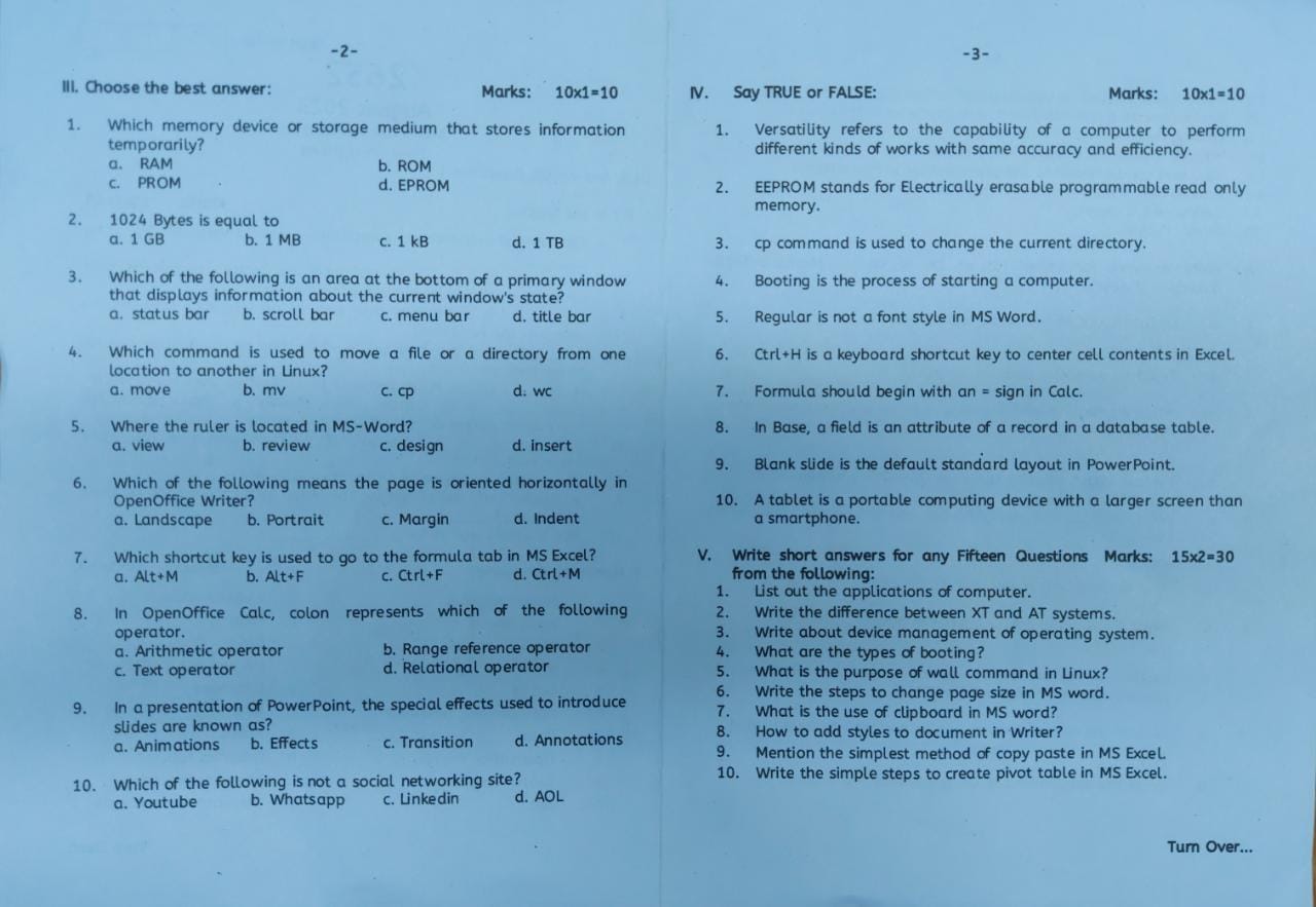 COA Exam 2023 Answer Key Computer On Office Automation August 2023